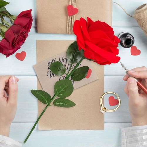 Romantic Red Rose Flower Ring Box Ceremony Valentines Day Gifts Box for ...