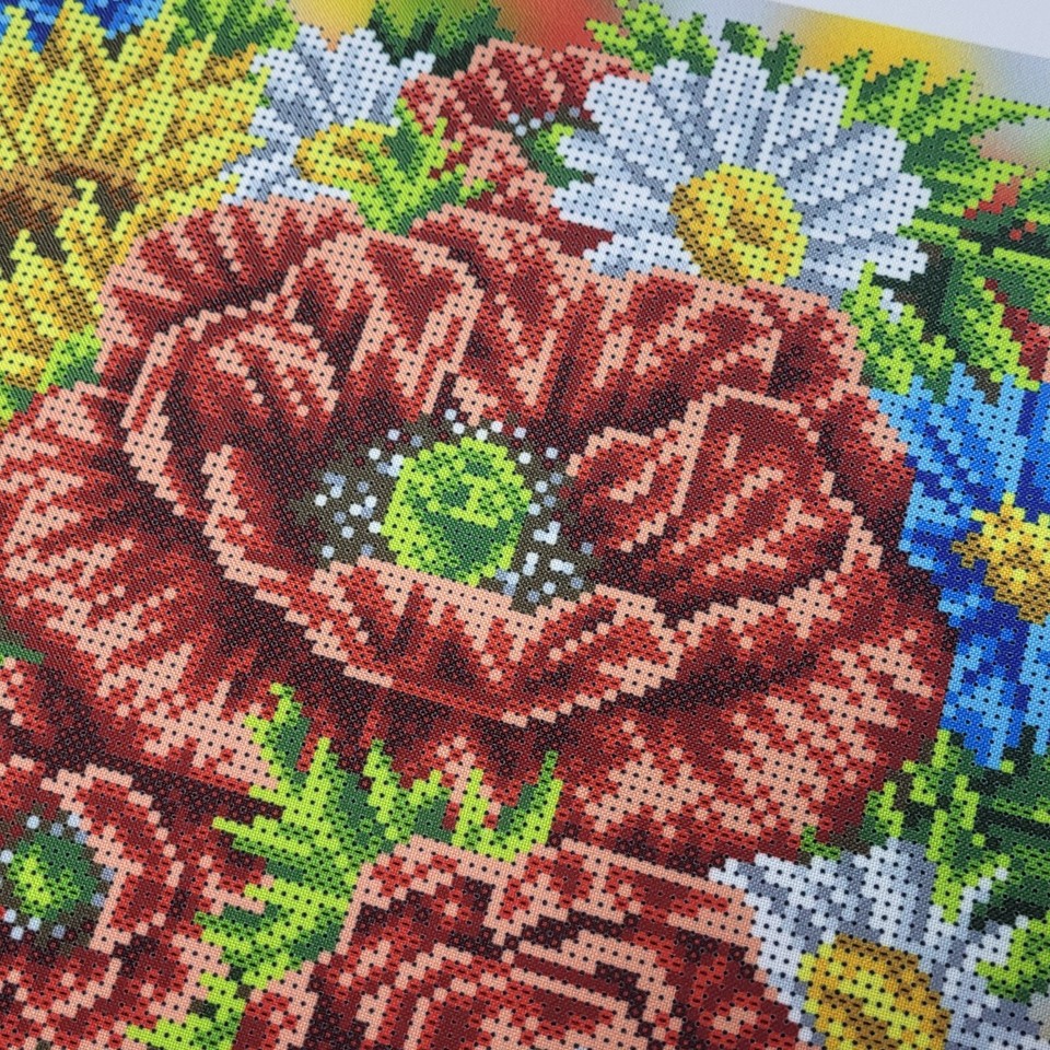 Bead Embroidery Kit DIY Craft Kit Stamped Bead Needlepoint Flowers ...