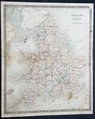 1834 Henry Teesdale Antique Map of England & Wales | eBay