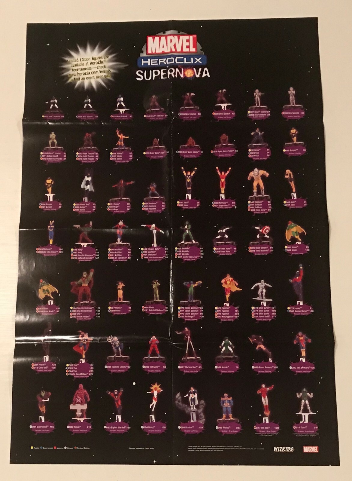 Heroclix Marvel Supernova Set Checklist Poster NEW 3' x 2' Deep Space ...