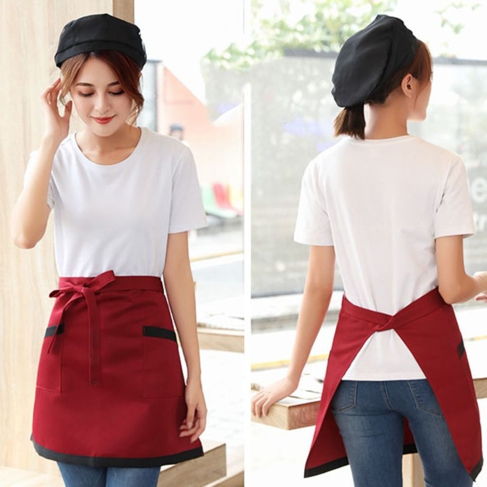 Kitchen Short Half Waist Apron Waterproof Waist Aprons Half Apron Women ...