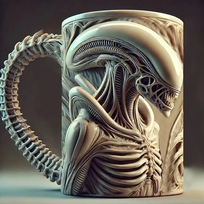 3D Alien Xenomorph Mug Heat Transfer Coffee Cup Novelty Gift Home ...