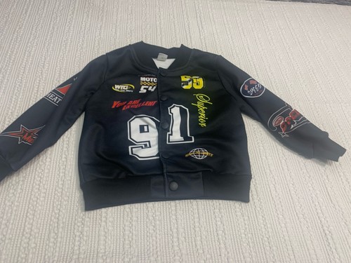 Toddler Snap Front Racing Jacket Size 4T Black Drifting Racing | eBay