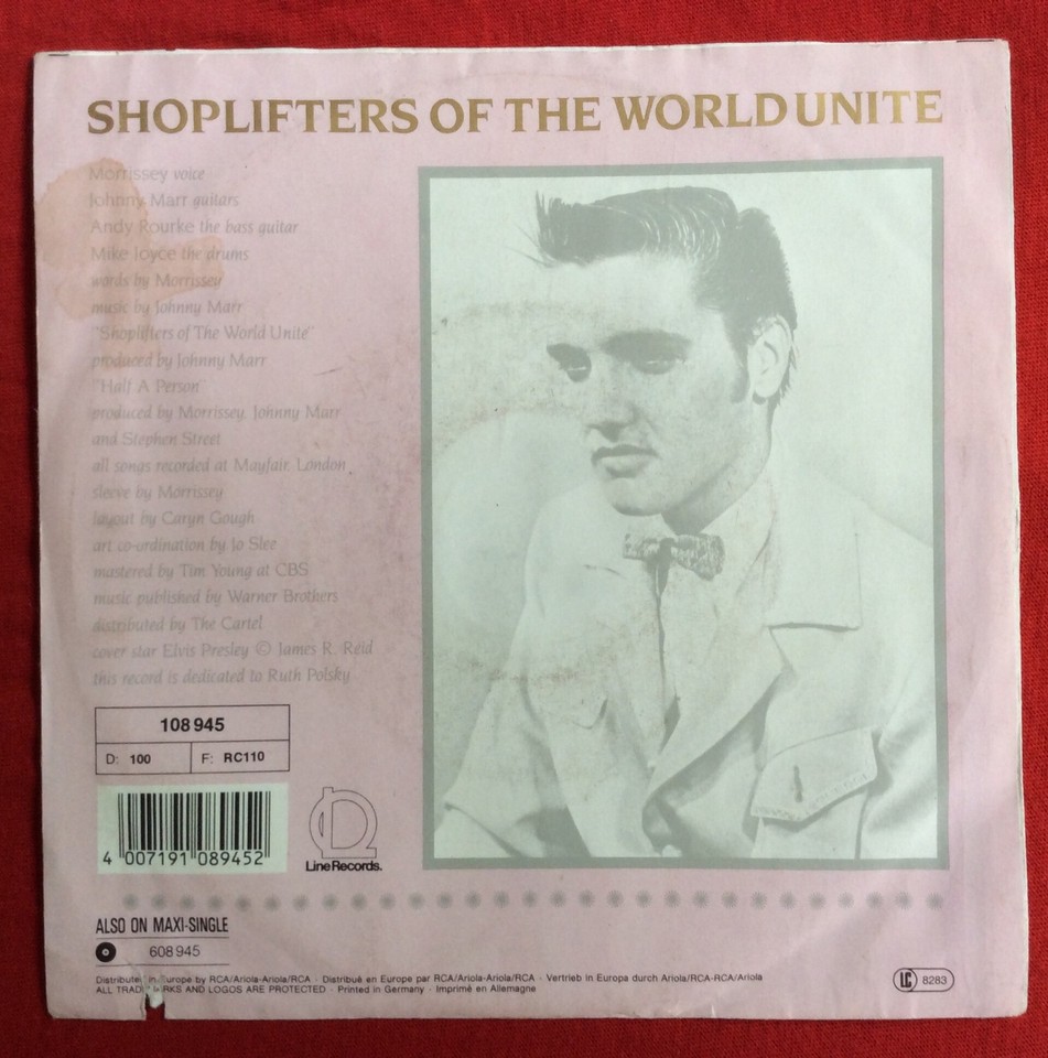 THE SMITHS -Shoplifters-German Black Vinyl 7" /Picture sleeve/Very Rare ...