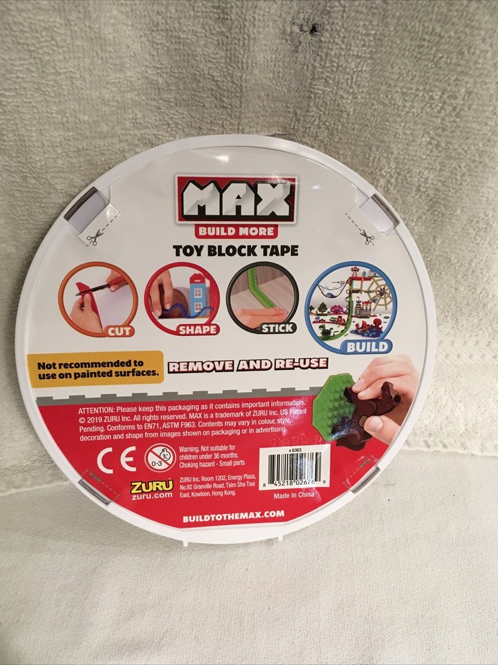 Zuru~Max Toy Block Tape~2 M/ 6.5 Feet. Tan In Color. Build More/Connect ...