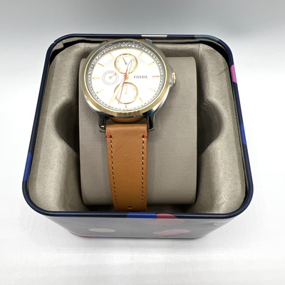 Fossil Chelsey Watch Brown Leather Strap Tin Case ES3523 | eBay