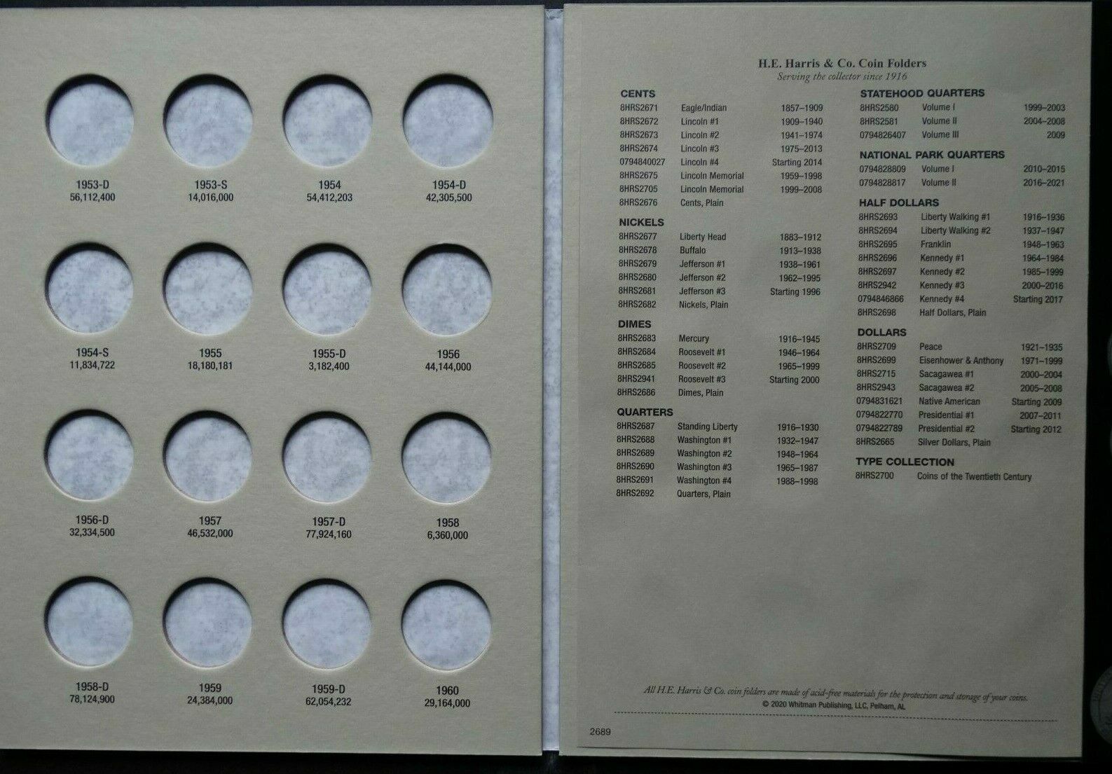 Set of 4 He Harris Washington Quarters Coin Folders Number 1-4 1932 ...