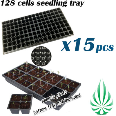 15xHydroponics 128 Cells Propagation Seeding Clone Plug Tray Black Tray ...