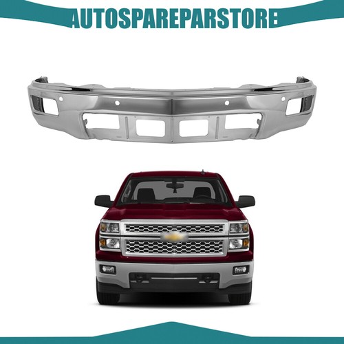 Front Bumper For 14-15 Silverado 1500 w/ Fog Light & Sensor Hole Chrome ...