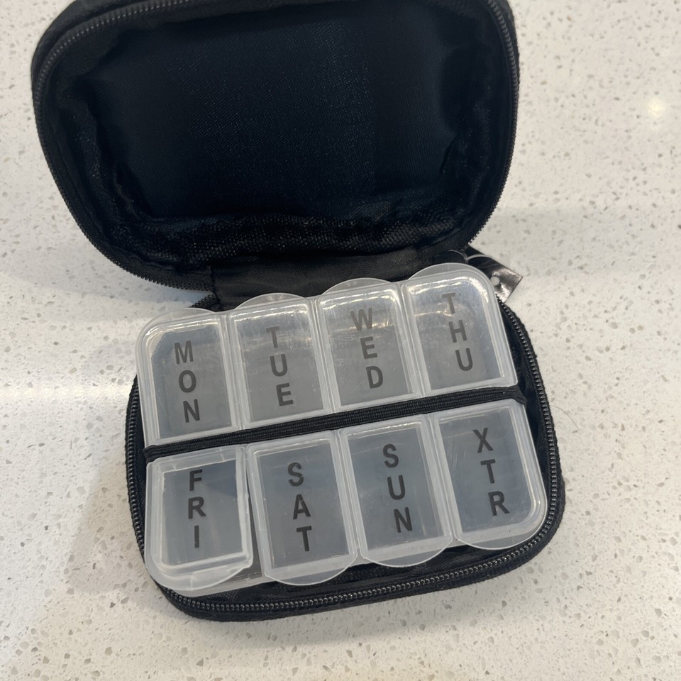 Travel Pill case Days of the week w/ pocket sm size Canvas men / women ...