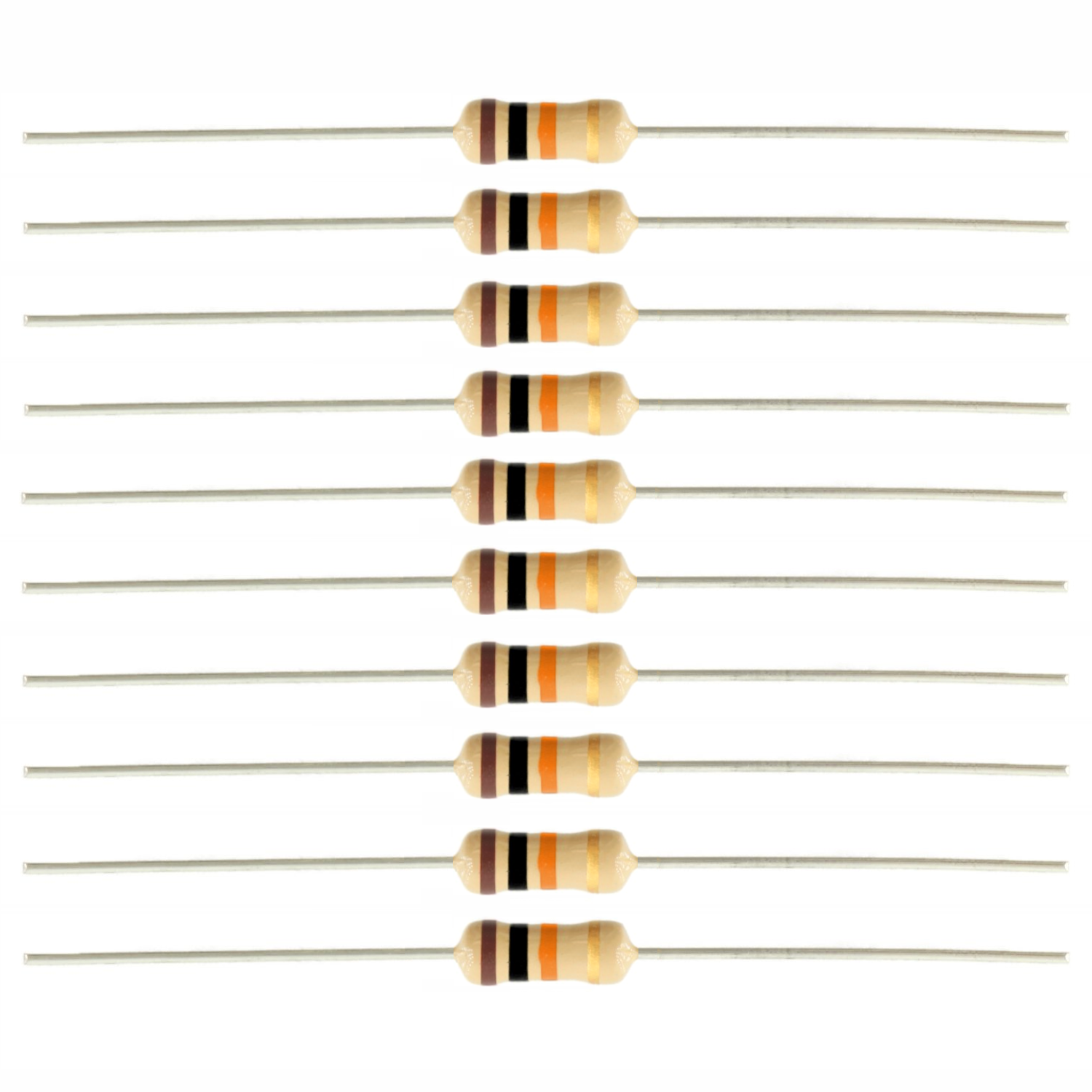 10 Pack - 10K 10,000 Ohm Ω Resistor 5% Tolerance 1/4W 1/4 Watt Carbon ...