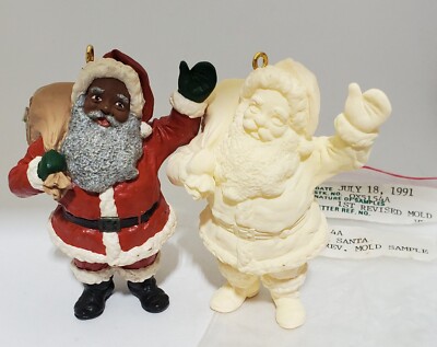 Hallmark Hand Painted Prototype & Mold Sample 1992 Black Santa Ornament ...