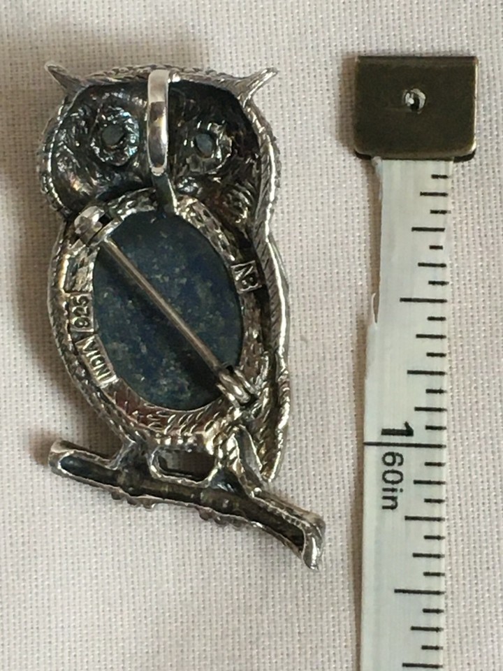 NICKY BUTLER OWL LAPIS MULTI GEMSTONES STERLING SILVER PENDANT PIN MG ...