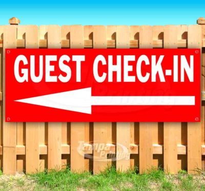 GUEST CHECK-IN Advertising Vinyl Banner Flag Sign Many Sizes ARROW | eBay