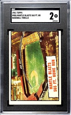 1961 Topps MICKEY MANTLE Yankees 565 Ft HR #406 SGC 2 Good Condition | eBay