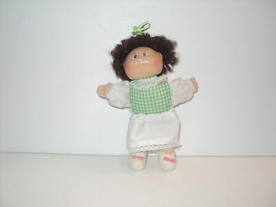 Cabbage Patch Doll Mini 5" Brown Yarn Hair Hard Plastic Face, Stuffed ...
