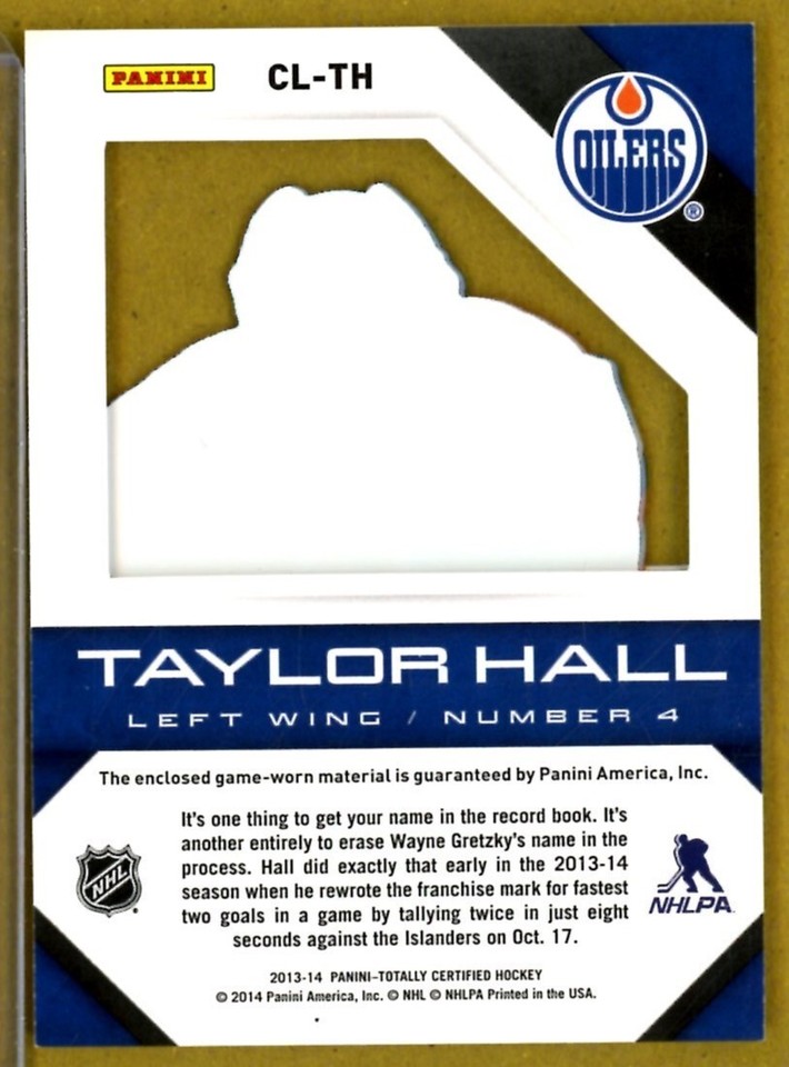 2013-14 Totally Certified Clear Jerseys Red #CLTH Taylor Hall JERSEY ...