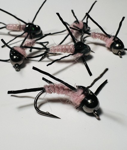 (6) STONE FLY Nymphs Light Pink Size 10 Hook Fly Fishing Trout Salmon ...