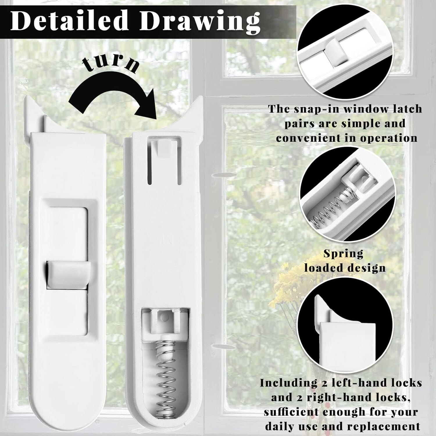 Window Tilt Latch Replacement Snap in Window Latch Locks Spring Loaded ...