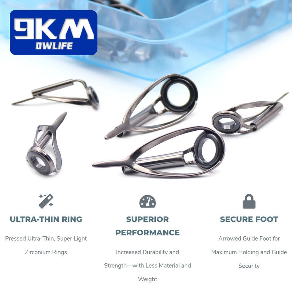 9KM 8Pcs~80Pcs Fishing Rod Guide Tip Top Guide Fishing Rod Building ...