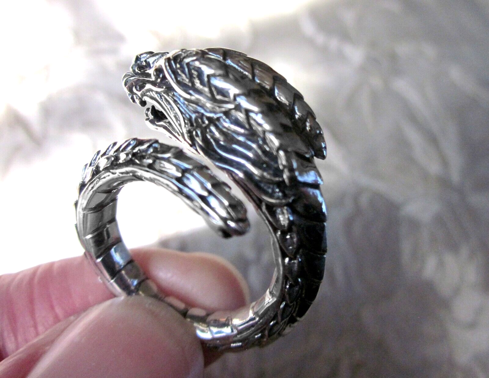 Sterling Silver Dragon Wrap Ring / size 6 / 925 Sterling Silver / 9.8 ...
