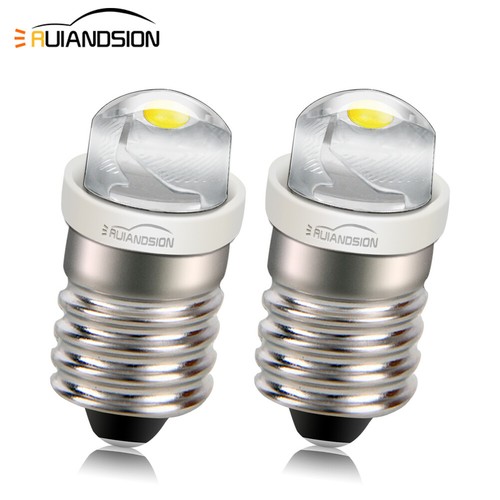 2PCS E10 COB 0.5W LED Mini Screw Flashlight Torch Lamp Bulb Globe White ...