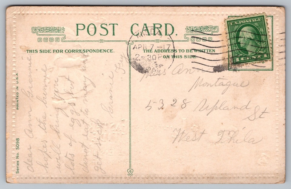 Postcard: Easter, Embossed, Gilt, Dutch Girl, Series No. 5098, Posted ...