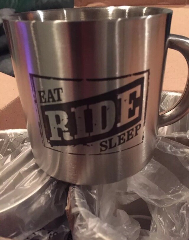 EAT RIDE SLEEP Stainless Steel Coffee Mugs Cups Camping Marlboro-Set of ...