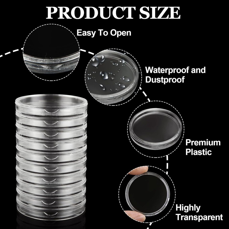 100Pcs 39mm Coin Capsule Holder Clear Storage For 1 oz Silver & Copper ...