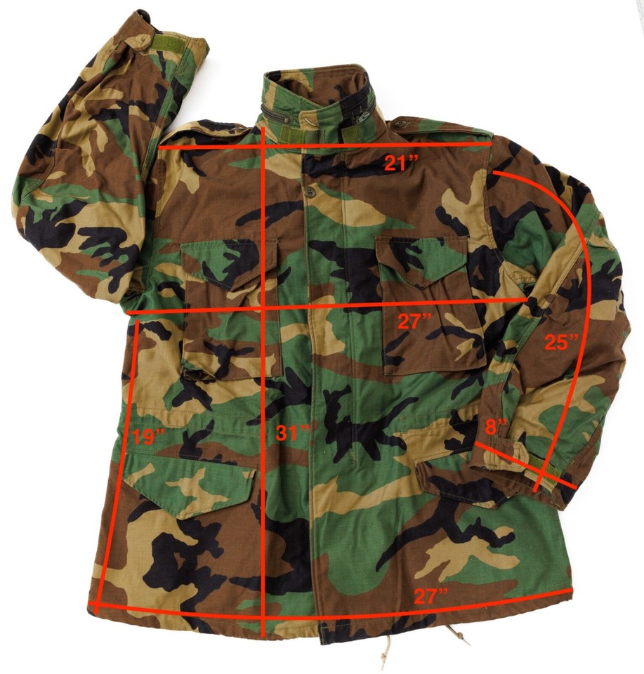 Vintage US Army M65 Field Jacket Woodland Camo 1991 Large Regular Coat ...