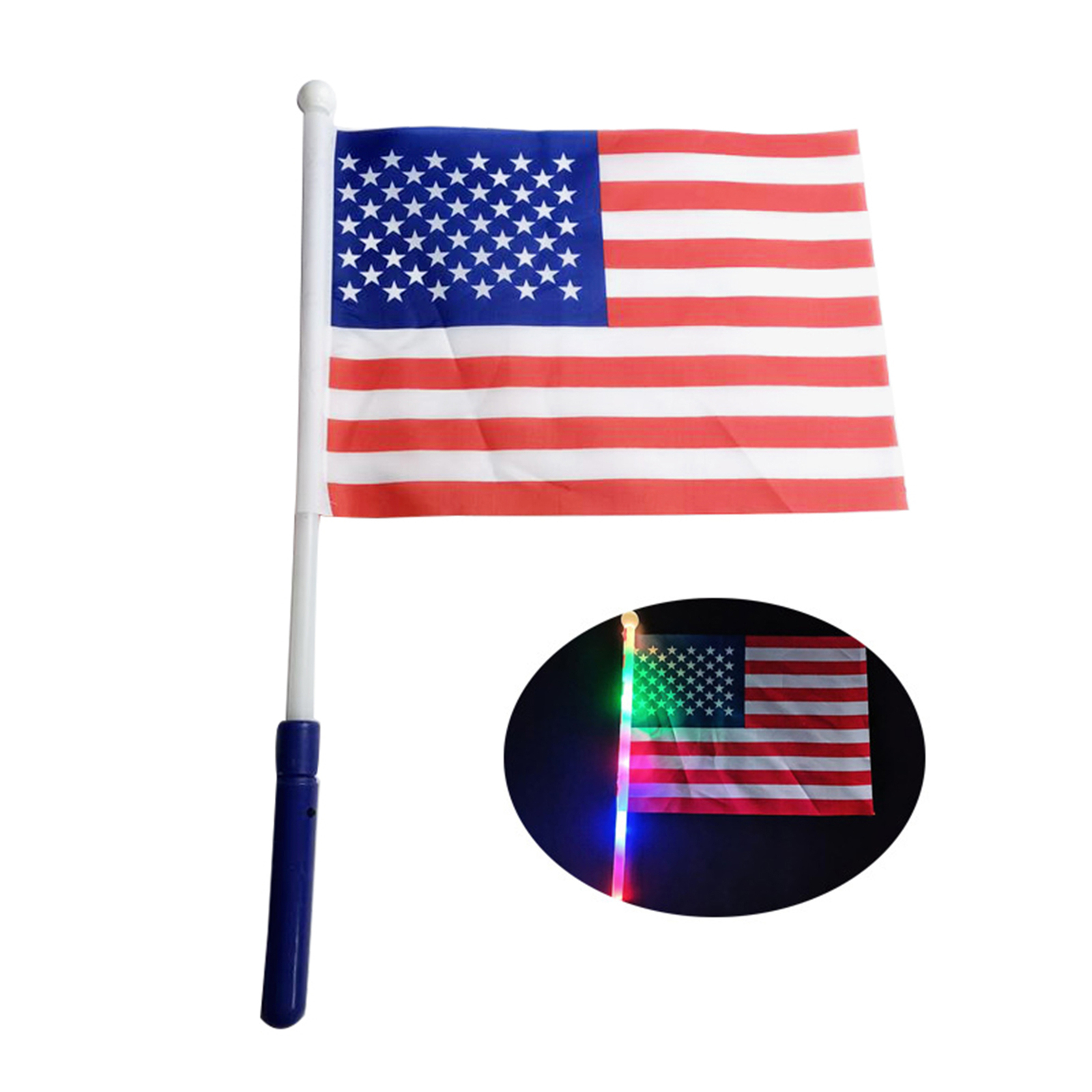 Glowing Flag Decorative Battery Powered Led Glowing Flashing Usa Stick ...