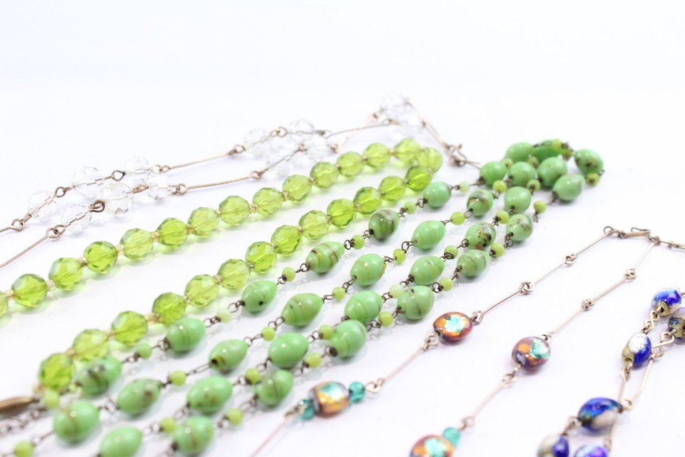 Antique Glass Necklaces Foiled Cut Crystal Art Deco Rolled Gold x 5 | eBay