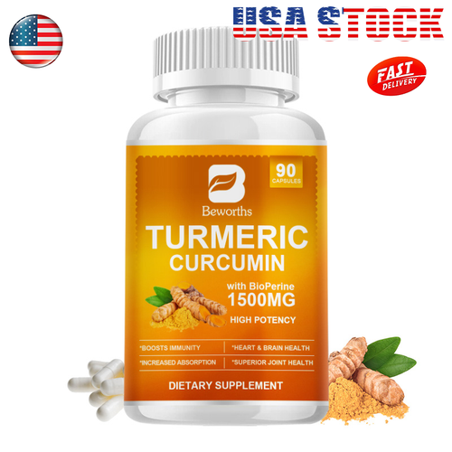 Turmeric Curcumin with Bioperine 1500mg High Absorption Triple Strength ...