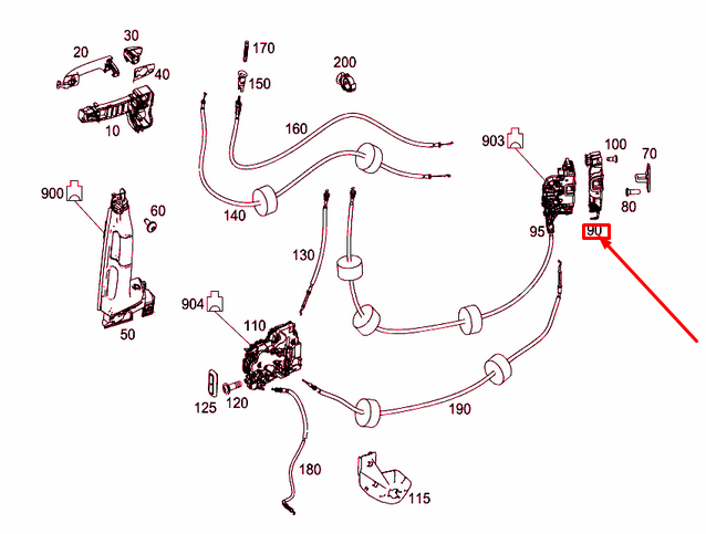 Mercedes-Benz VITO W447 Rear Left Sliding Door Lock A4477300702 Genuine ...