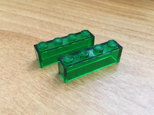 LEGO 2x Lot - 1x4 Trans Green Brick w/o Bottom Tube - 6901, 5858 Space ...