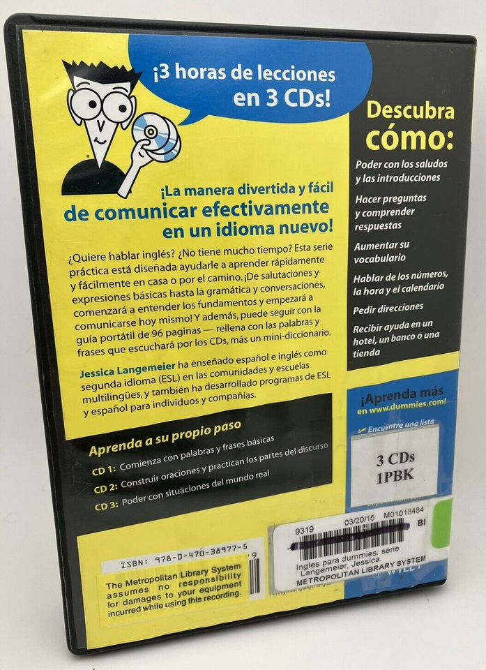 Ingles Para Dummies (Spanish Edition) 3-CDs And Guide 9780470389775 | eBay