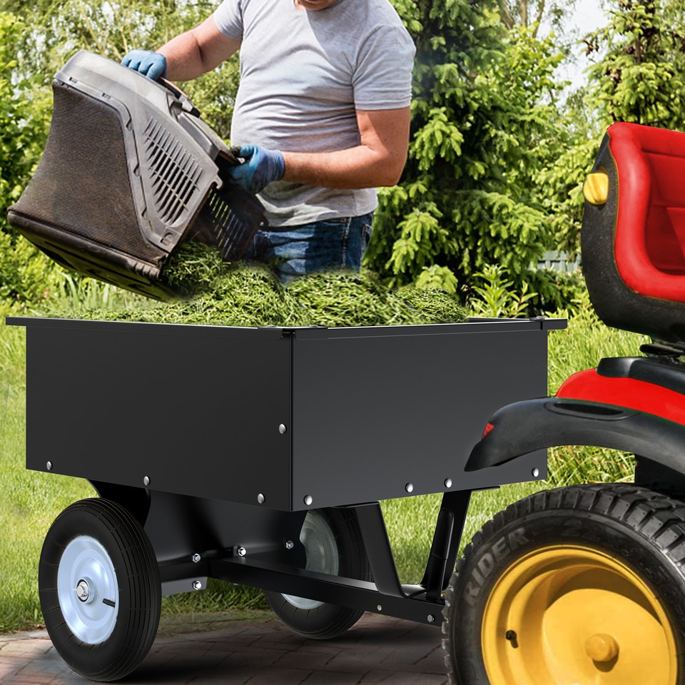 Dump Cart Tow Behind Lawn 350LB Steel Black for Lawn Tractor & ATV UTV ...