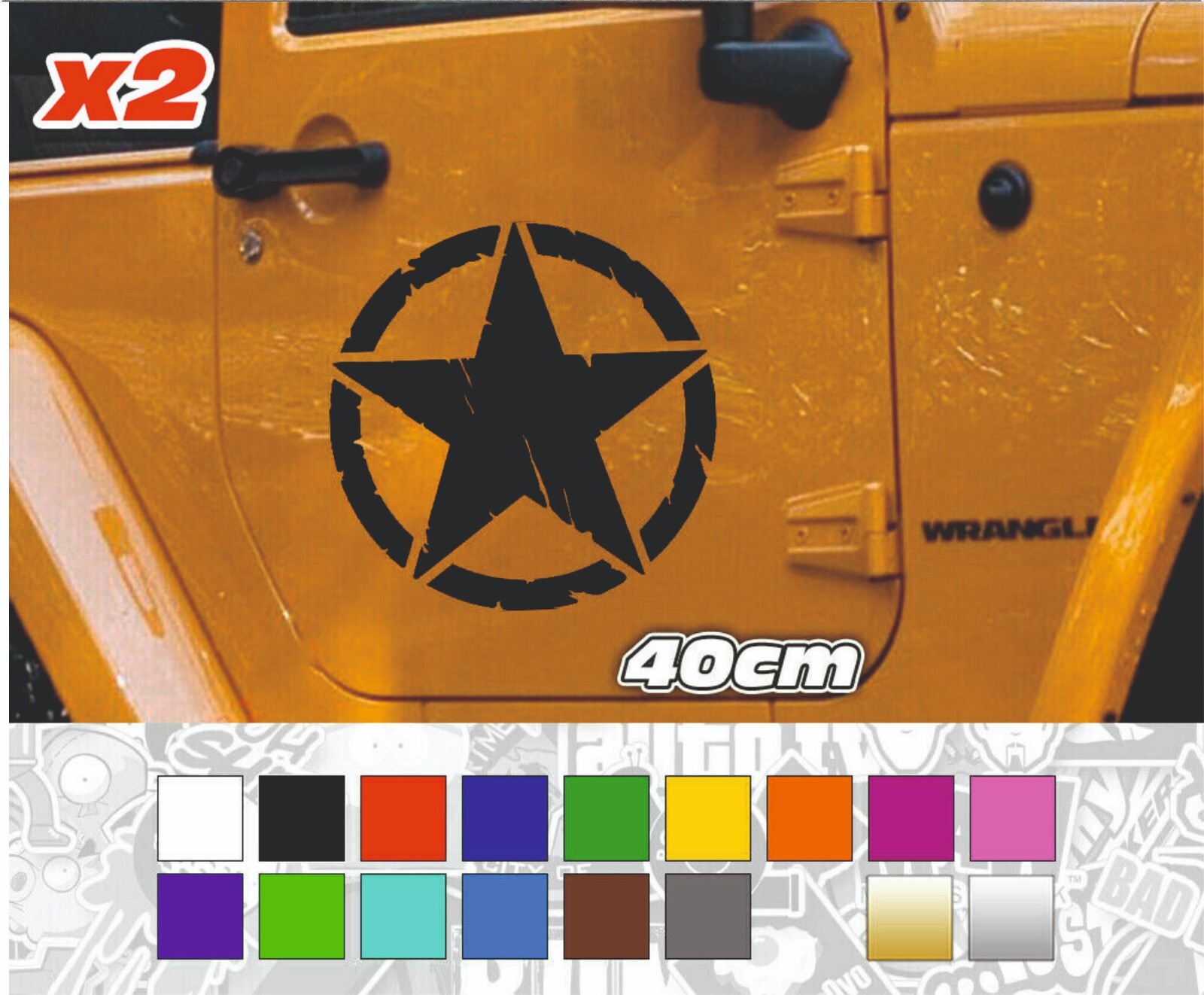 2 Adesivi Stella Militare US ARMY 40cm Jeep 4x4 Renegade Fuoristrada | eBay