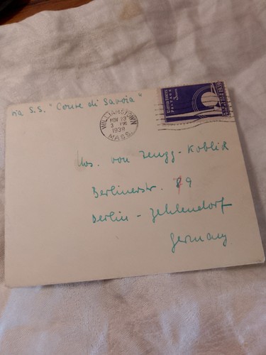 WW2, 1939 letter from usa to berlin,german censor label,via s.s. conte ...
