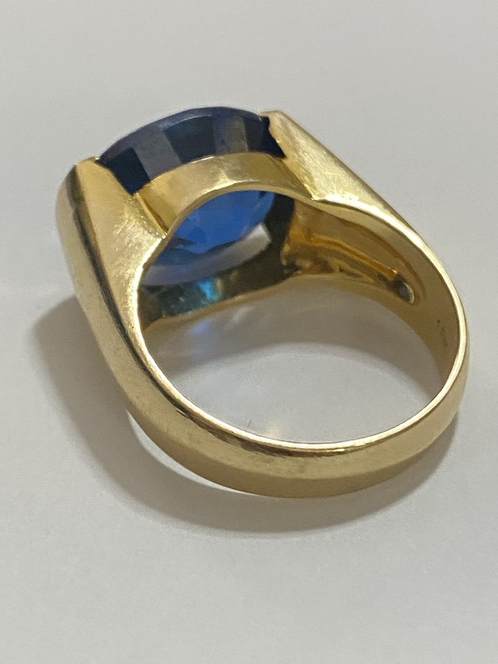 Heavy 18K Large Blue Stone Ring - Fine Quality | eBay