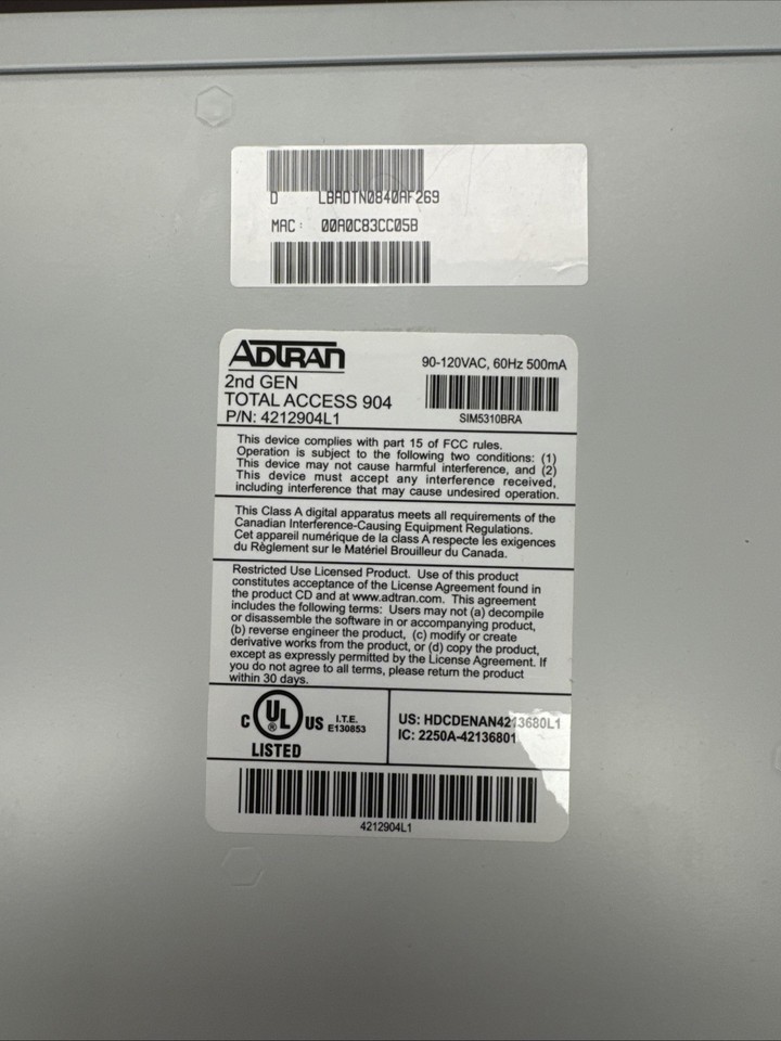 ADTRAN Total Access 904 (2nd Gen) 1-Port 10/100 Wired Router ...