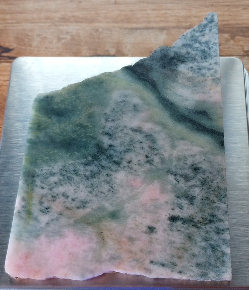 Thulite Slab 79.3 Grams Oregon Lapidary Rough Pink Green Nephrite Jade ...