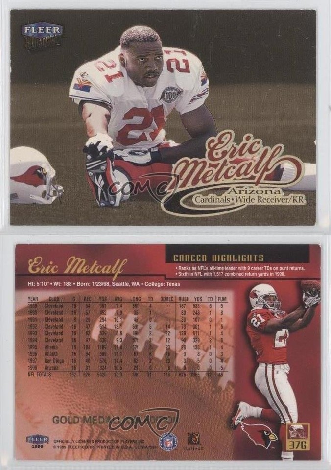1999 Fleer Ultra Gold Medallion Edition Eric Metcalf #37G 9eu | eBay