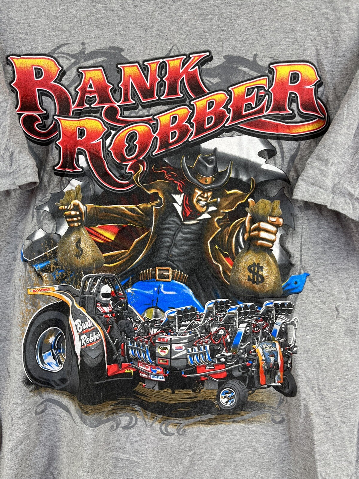 Gildan Bank Robber Racing Graphic T Shirt Gray XL Sho… - Gem