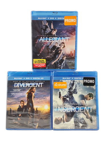 THE DIVERGENT TRILOGY 1 & 2 INSURGENT & 3 ALLEGIANT SERIES BLU RAY. NEW ...
