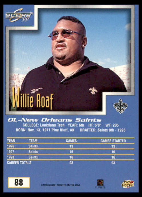 1999 Score #88 Willie Roaf New Orleans Saints Football Card | eBay