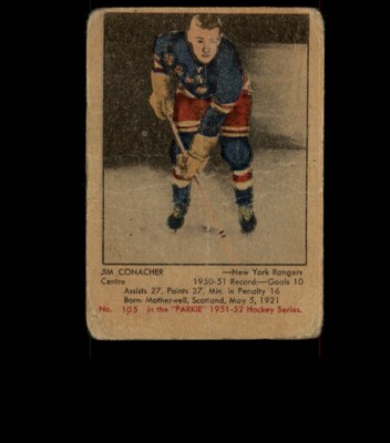 1951 JIM CONACHER PARKHURST #105 RANGERS GOOD *3538 | eBay