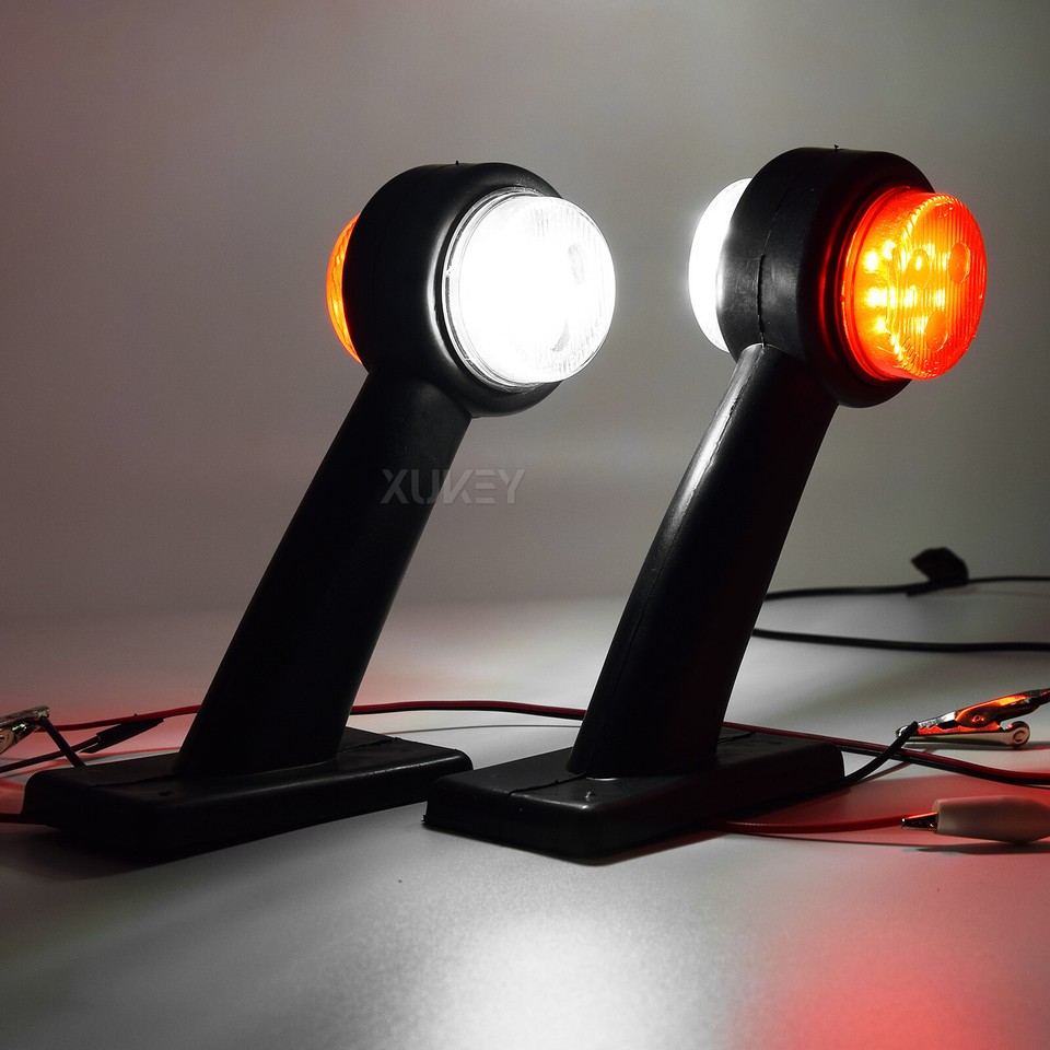 2Pcs 10-30V LED Side Marker Lights Elbow Rubber Outline Rear Trailer ...