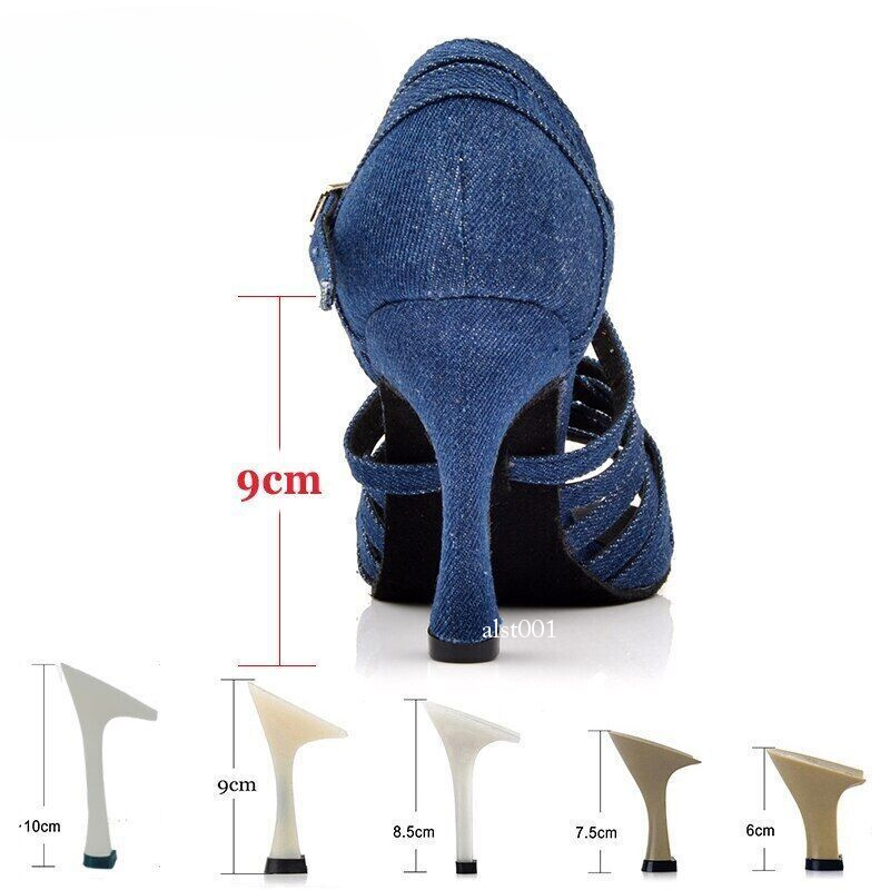 Women Latin Salsa Tango Denim Dance Shoes Ballroom Profession Shoes ...