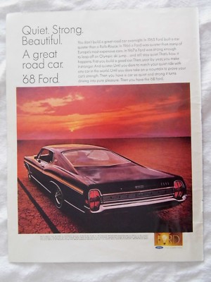 1968 Large Magazine Advertisement Page Ford XL Fastback Muscle Car ...